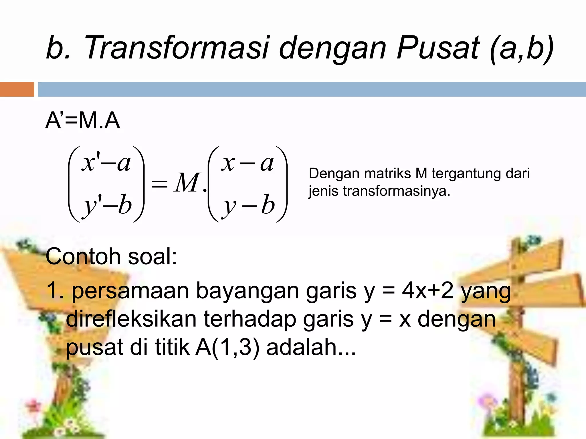 Transformasi geometri MATEMATIKA KELAS 12 SMA lengkap dengan contoh soal dan pembahasannya | PPTX