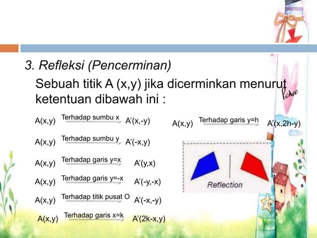 Transformasi geometri MATEMATIKA KELAS 12 SMA lengkap dengan contoh soal dan pembahasannya | PPTX