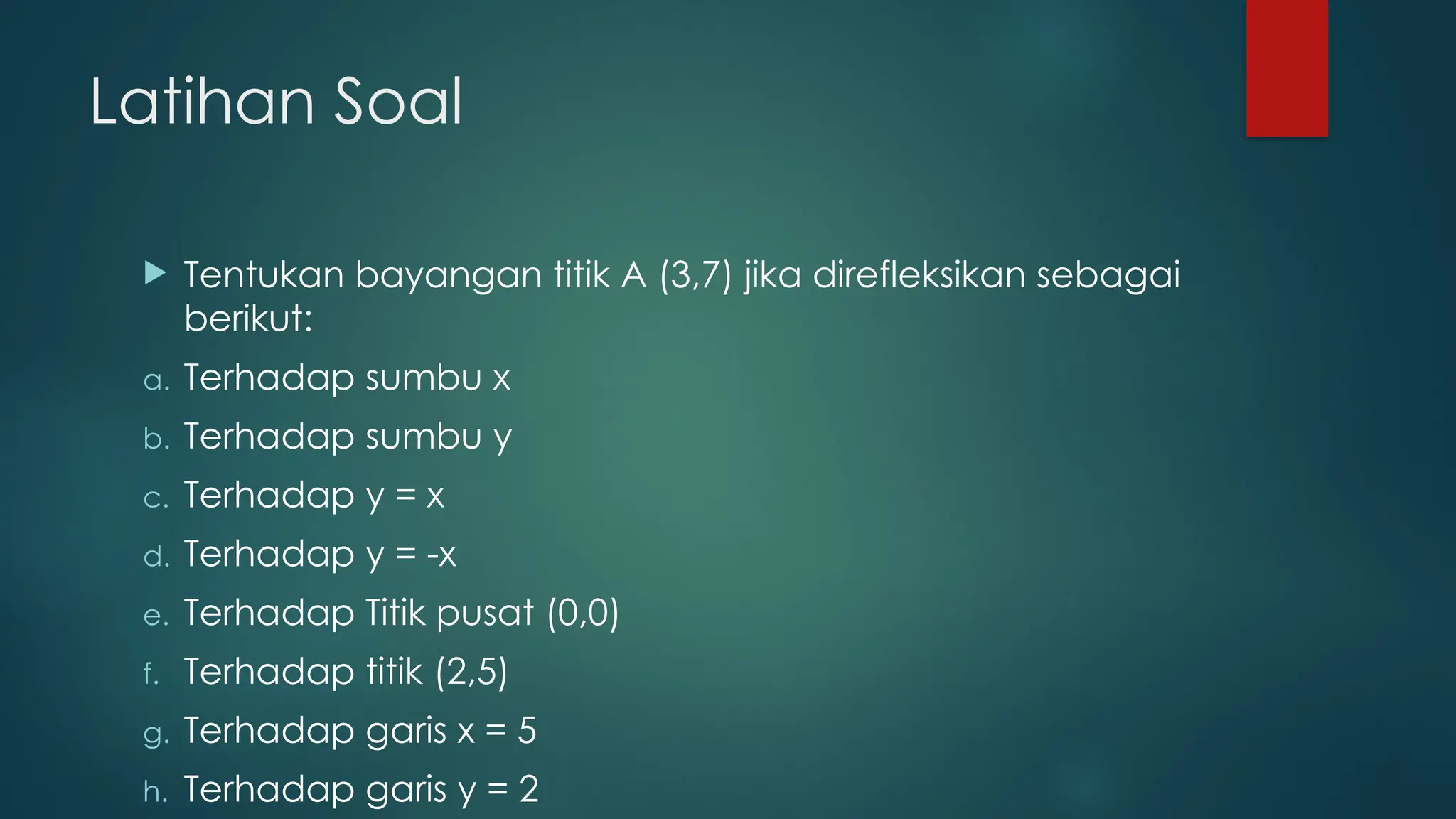 transformasi geometri kelas 9 semster 1 translasi rotasi refleksi ...