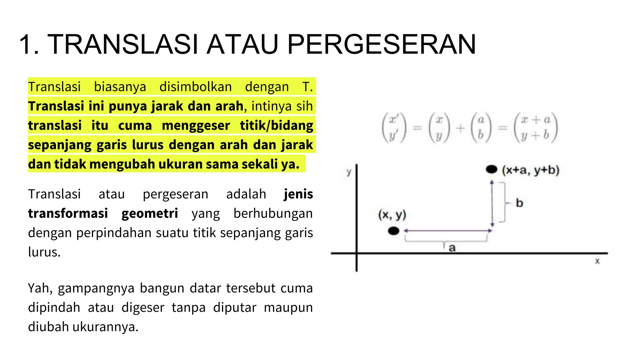 Tranformasi geometri (materi translasi) kelas 9 | PPTX