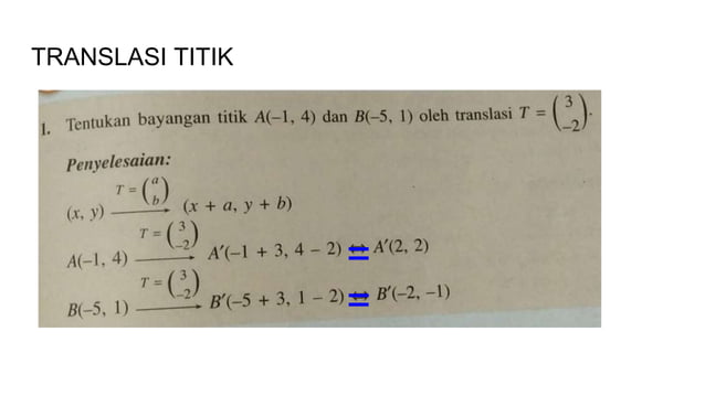 Tranformasi geometri (materi translasi) kelas 9 | PPTX
