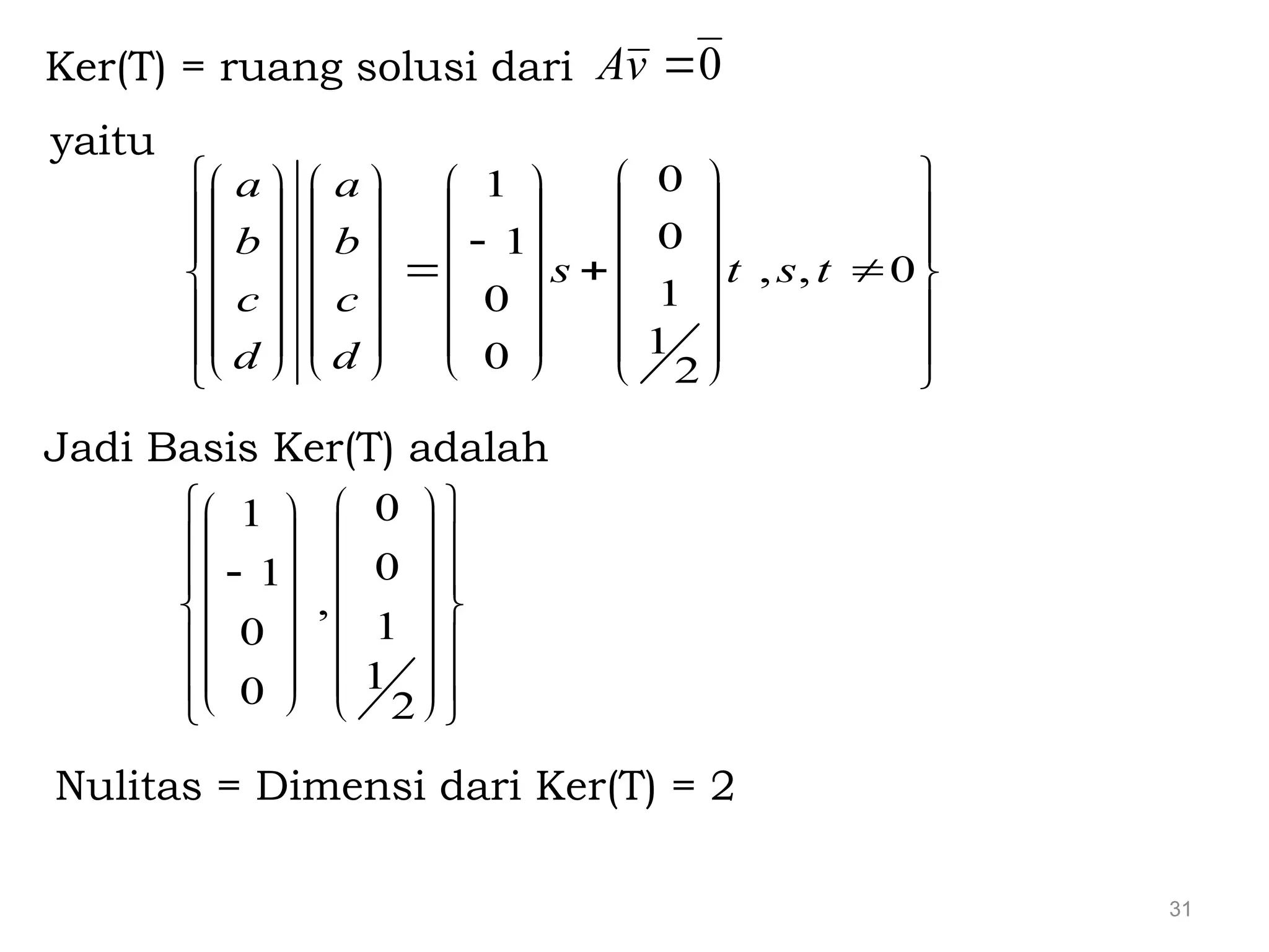 Definisi Transformasi Linear Matriks Transformasi Kernel dan Jangkauan ...