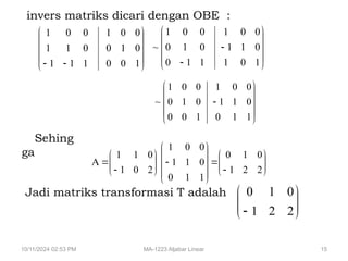 Definisi Transformasi Linear Matriks Transformasi Kernel dan Jangkauan ...