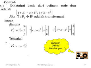 Definisi Transformasi Linear Matriks Transformasi Kernel dan Jangkauan ...