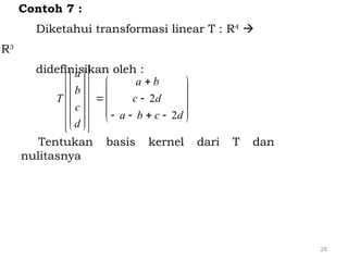 Definisi Transformasi Linear Matriks Transformasi Kernel dan Jangkauan ...