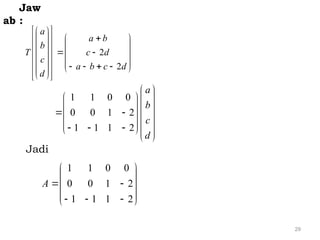 Definisi Transformasi Linear Matriks Transformasi Kernel dan Jangkauan ...