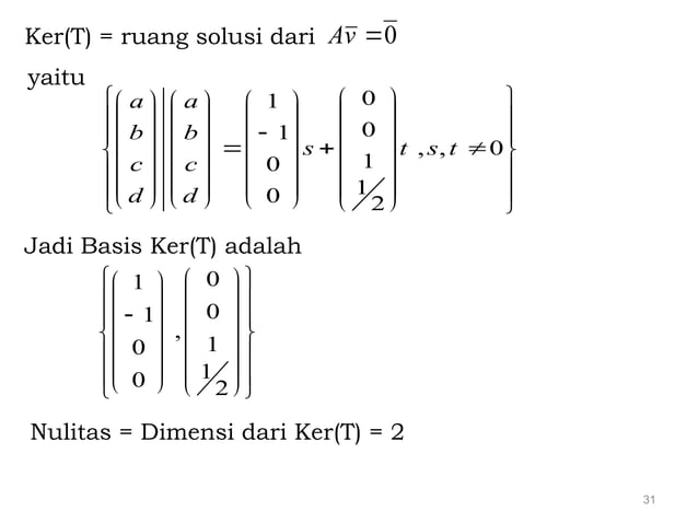 Definisi Transformasi Linear Matriks Transformasi Kernel dan Jangkauan ...