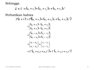 Definisi Transformasi Linear Matriks Transformasi Kernel dan Jangkauan ...