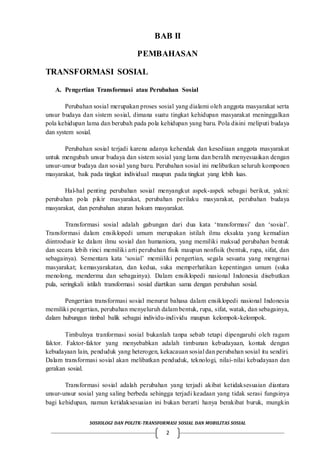 Transformasi Sosial dan Mobilitas Sosial | DOCX