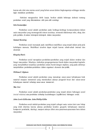 Transformasi Sosial dan Mobilitas Sosial | DOCX