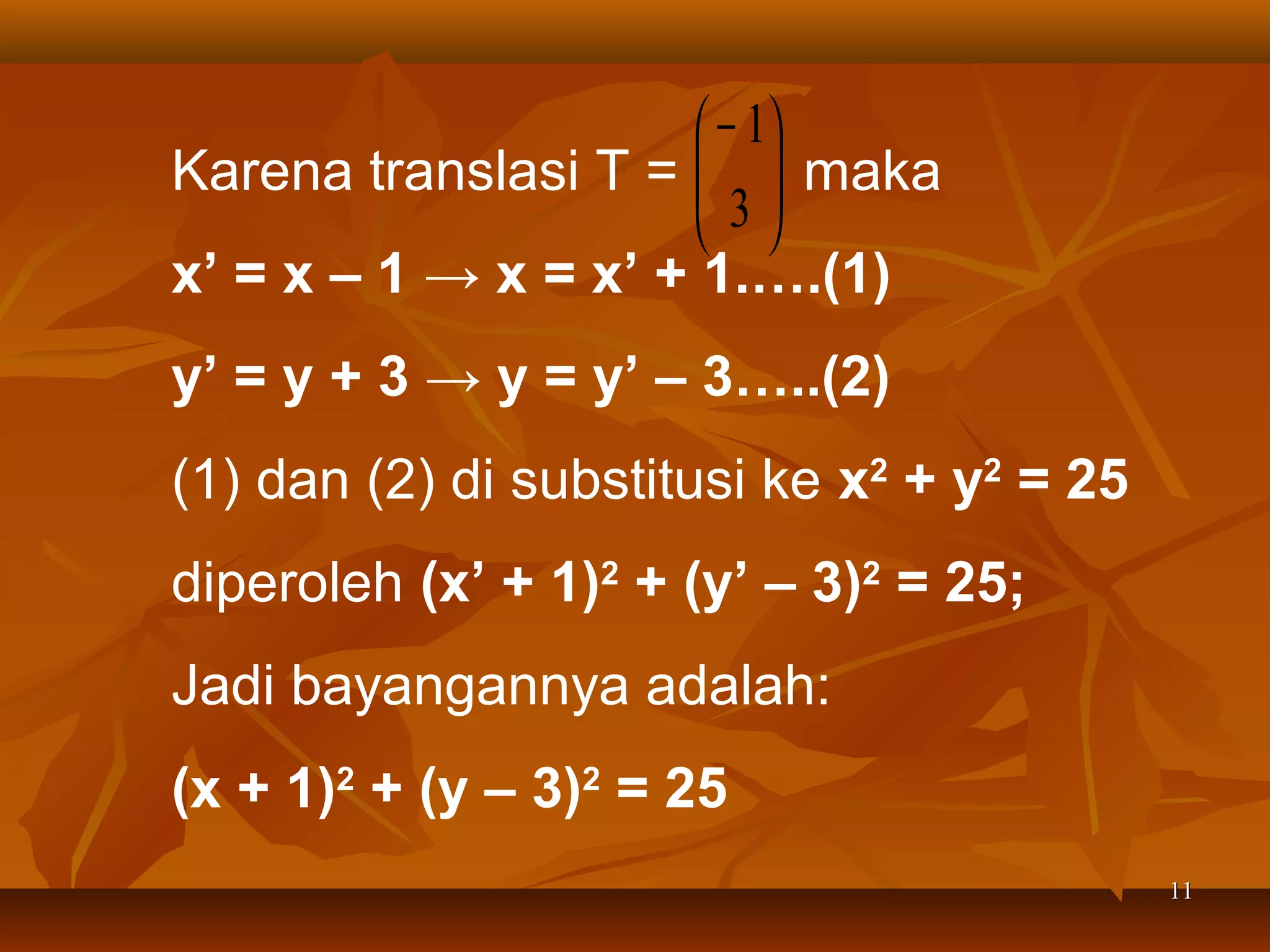Transformasi(translasi rotasi-dilatasi) | PPT