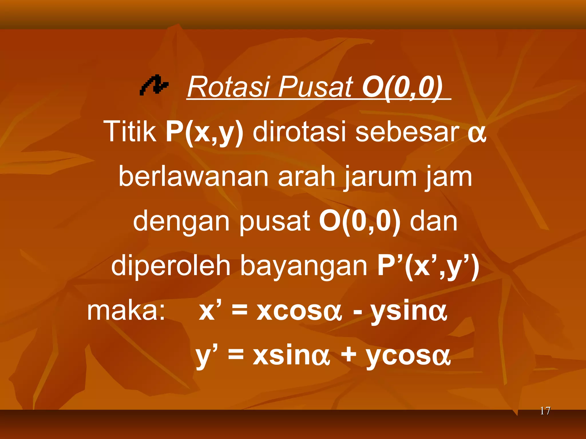 Transformasi(translasi rotasi-dilatasi) | PPT