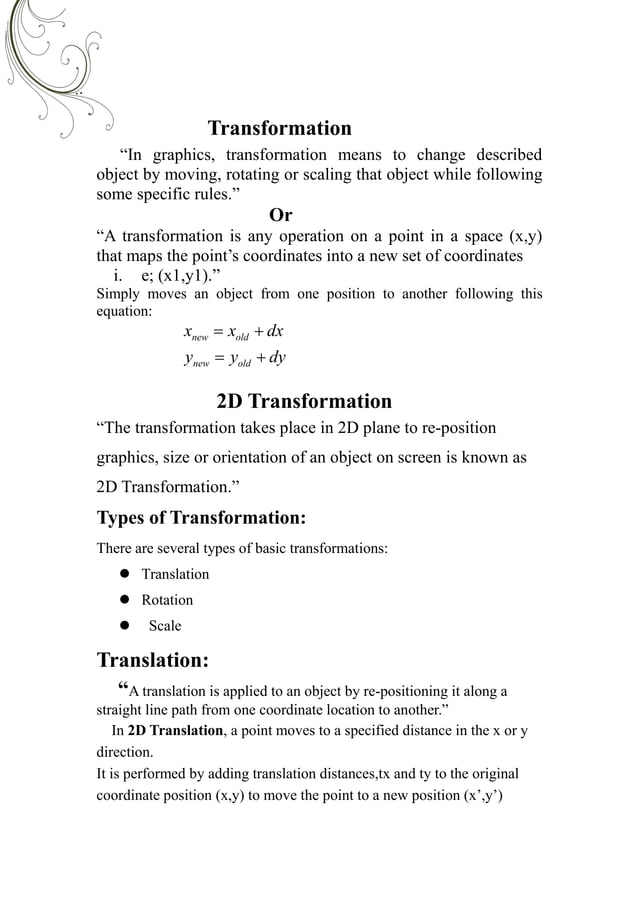 2D Transformation | PDF