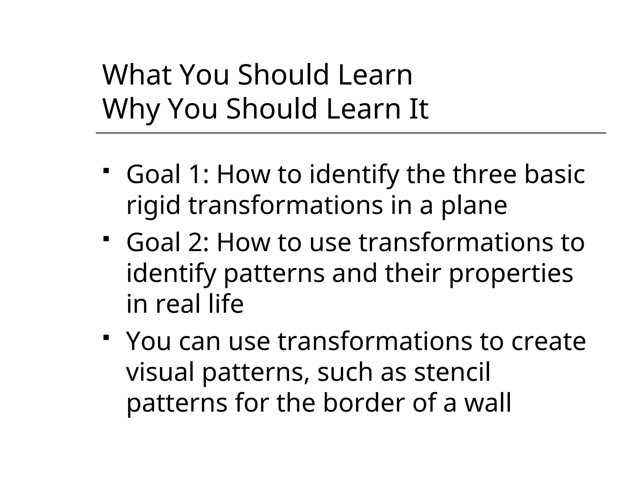 transformation Exploring Rigid Motion in a plane | PPT