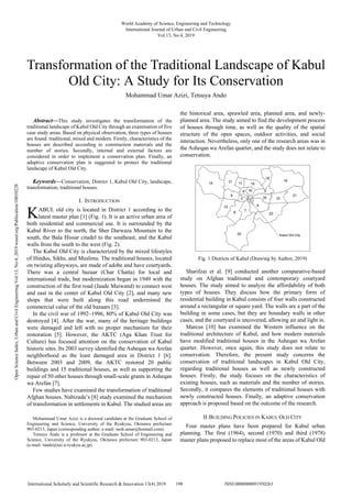 Transformation of the Traditional Landscape of Kabul Old City: A Study for Its Conservation | PDF