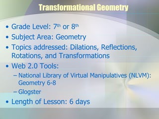 Transformational Geometry Lesson Plan | PPT