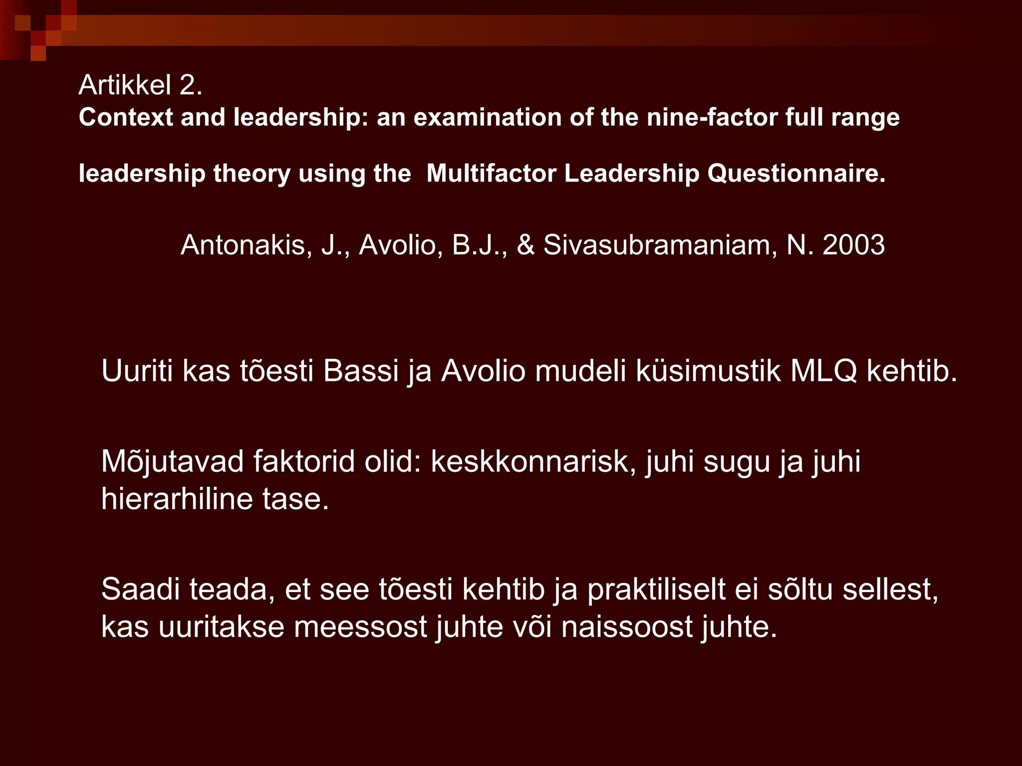 Transformational transactional theory | PPT