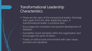 Transformational leadership, its components and advantages and disadvantages | PPTX