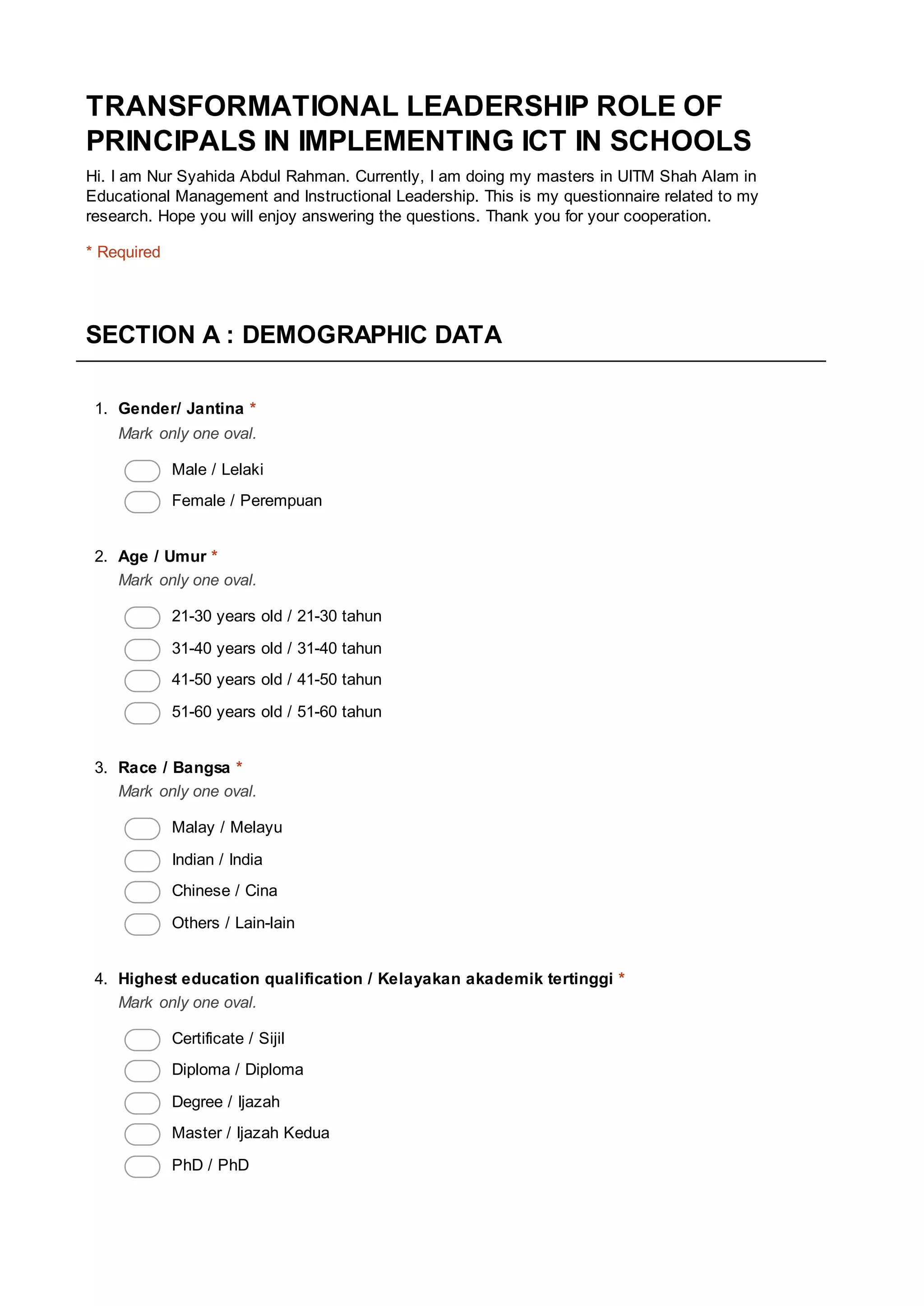 my questionnaire | PDF