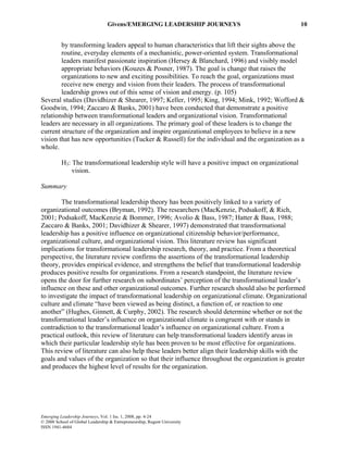 Transformational leadership the impact on organisation and personal ...