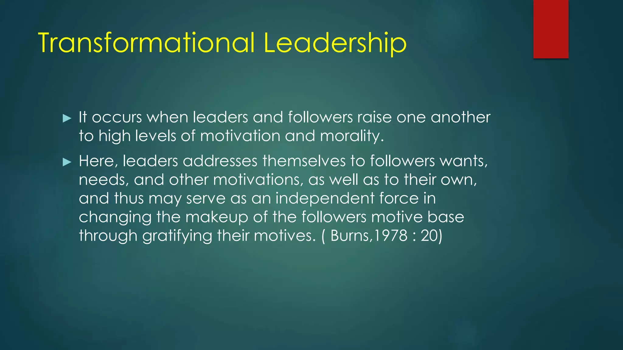 Transformational Leadership Theory & Social Learning Approach | PPTX