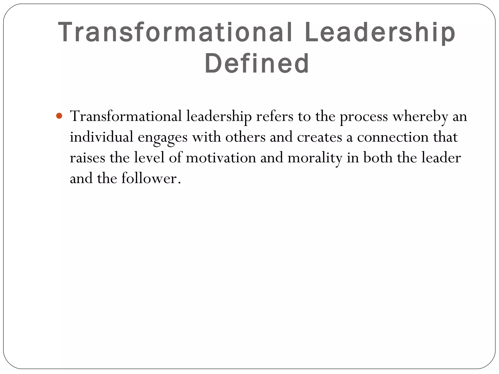 Transformational leadership theory latst | PPT