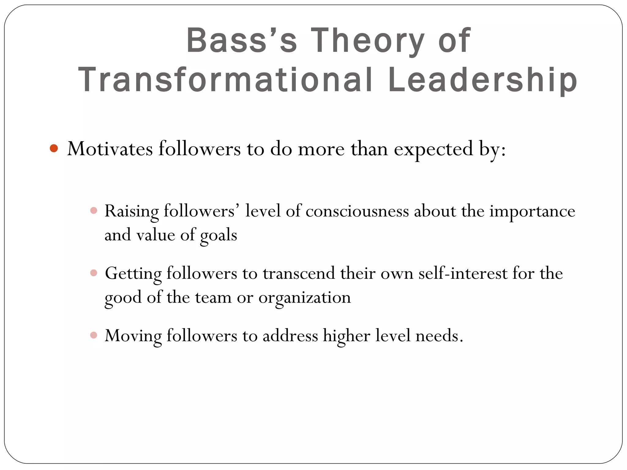 Transformational leadership theory latst | PPT