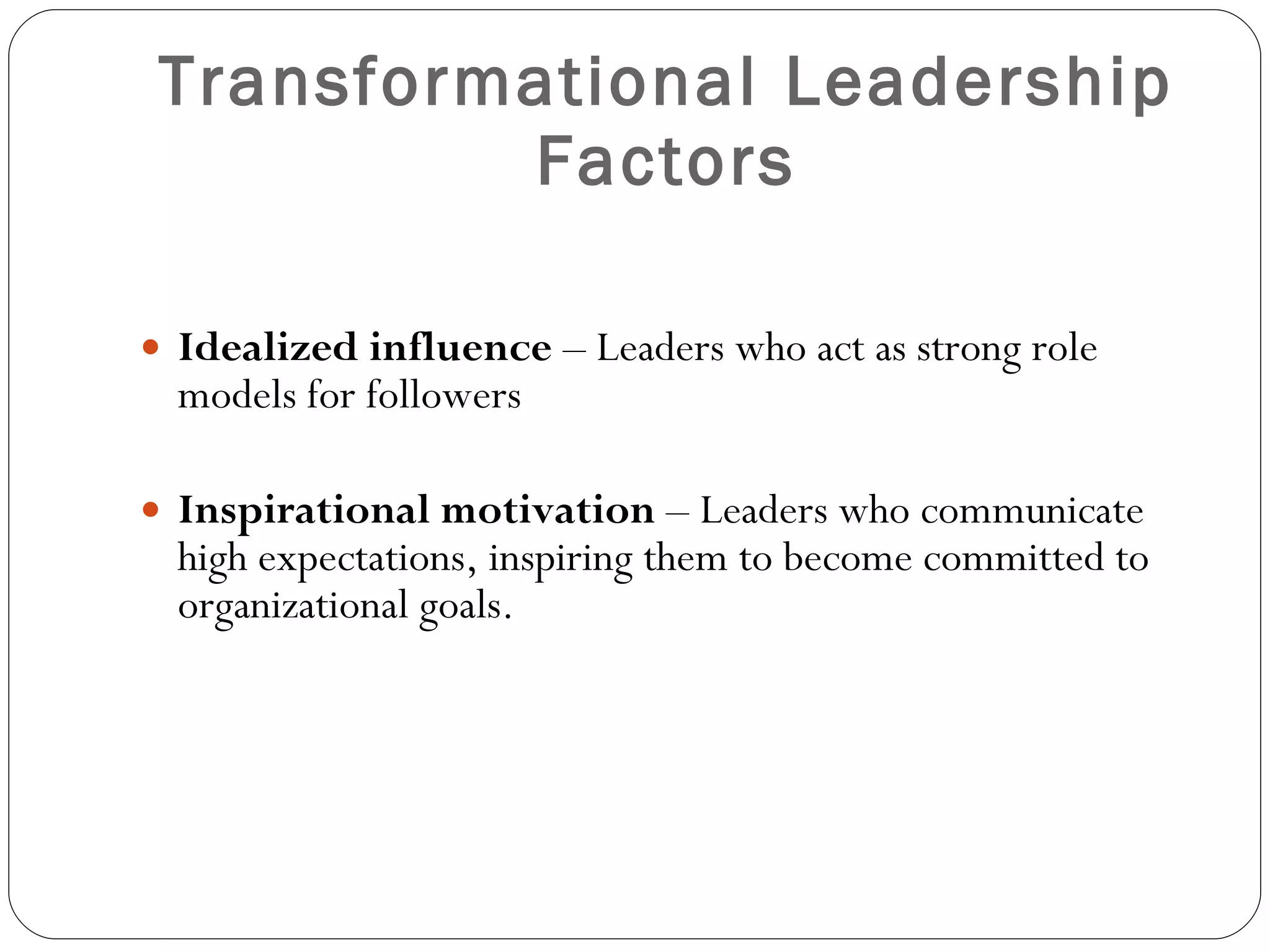 Transformational leadership theory latst | PPT