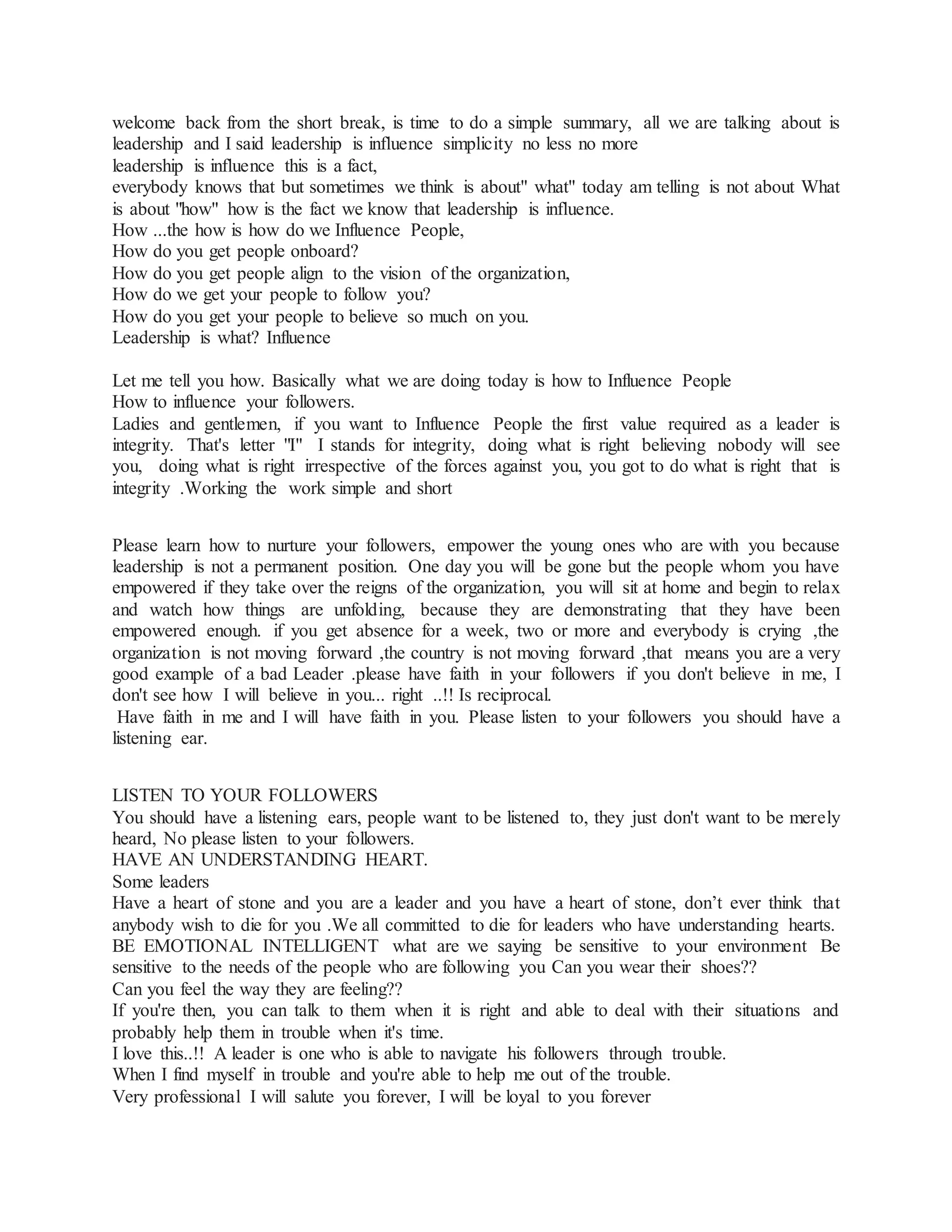 Transformational leardership work | DOCX