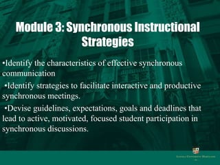 Transformational online and hybrid teaching module overview | PPT