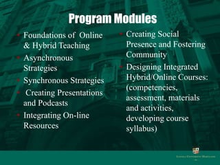 Transformational online and hybrid teaching module overview | PPT