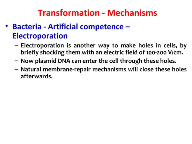 Transformation and transfection | PPT | Biological Sciences | Science