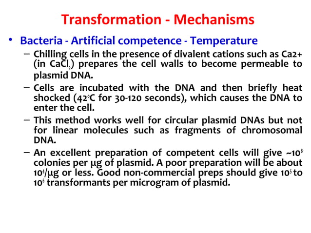 Transformation and transfection | PPT | Biological Sciences | Science