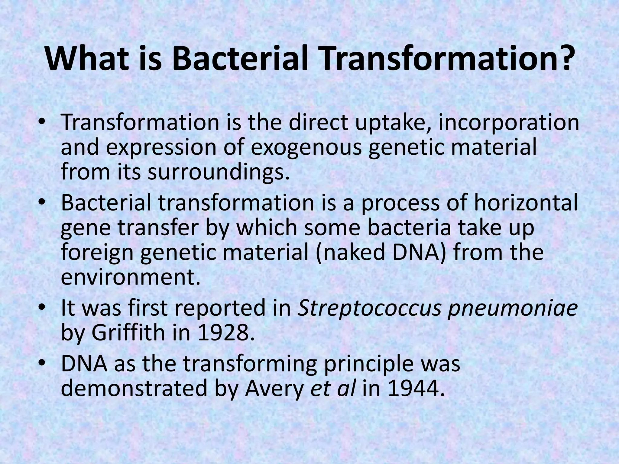 Transformation in bacteria | PDF