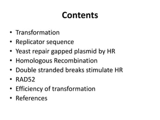 Transformation in yeast. | PPTX