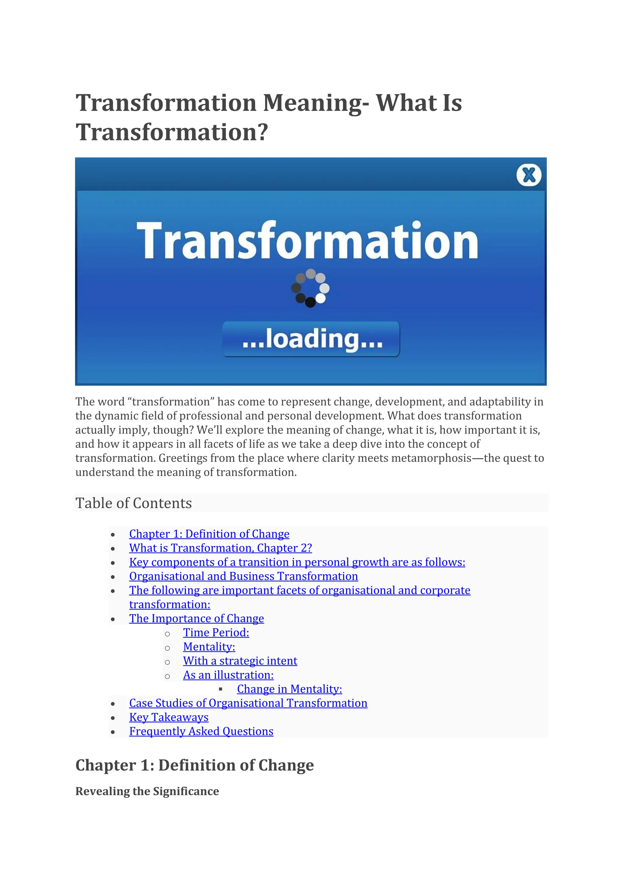 Transformation Meaning- What Is Transformation? | PDF | Mental Health ...