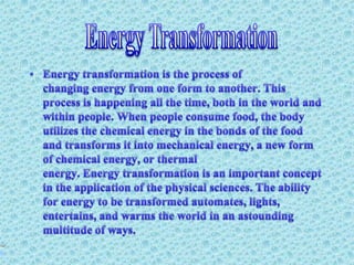 Energy Transformation Definition