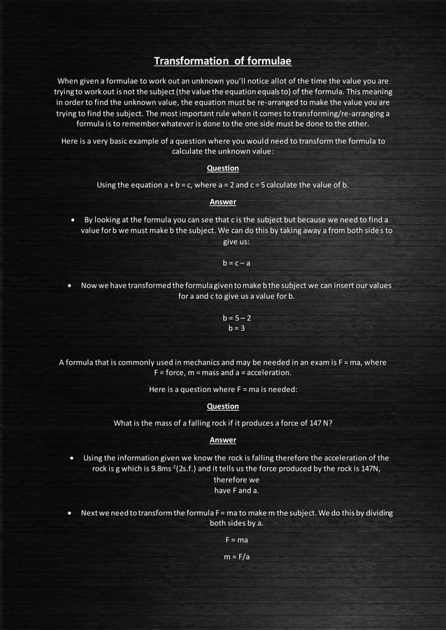 Transformation of formulae | DOCX