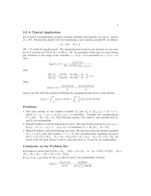 Transformation of random variables Transformation of random variables
