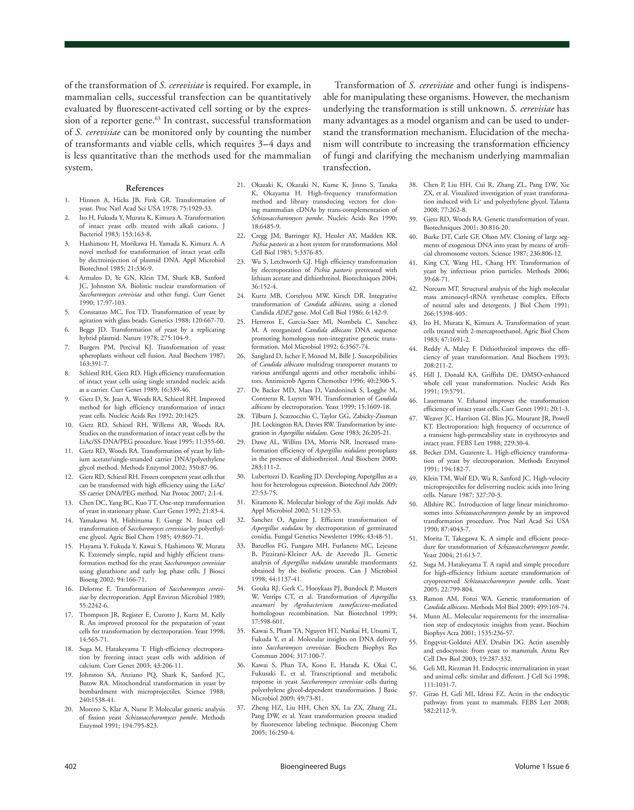 Transformation of saccharomyces cerevisiae and other fungi | PDF