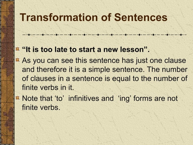 Transformation of sentences | PPT