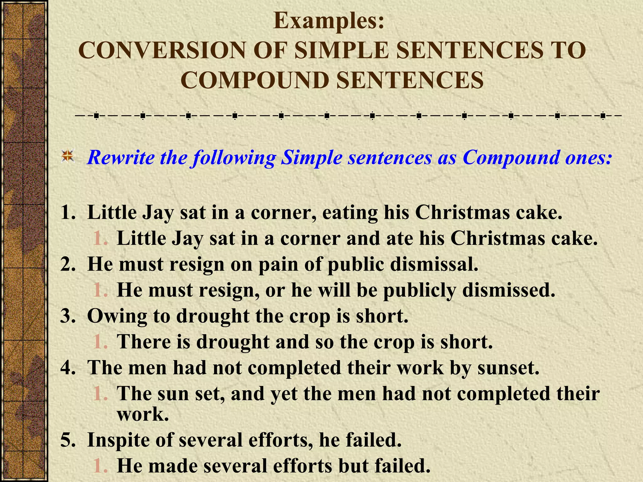 Transformation of sentences | PPT