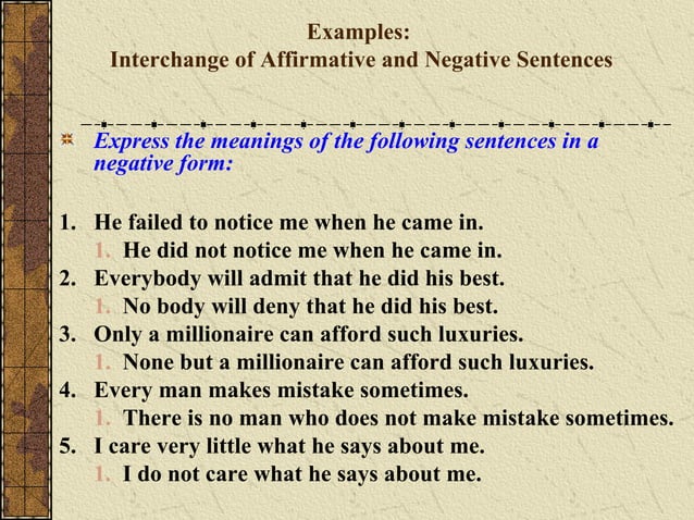 Transformation of sentences | PPT