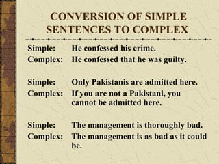 Transformation of sentences | PPT