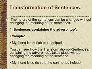 Transformation of sentences | PPT