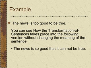 Transformation of sentences | PPT