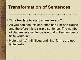 Transformation of sentences | PPT