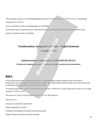 Transformation of sentences ( Simple, Complex, Compound) | PDF