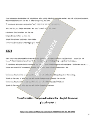Transformation of sentences ( Simple, Complex, Compound) | PDF