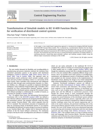 Transformation of simulink models to iec 61499 function blocks for verification of distributed ...